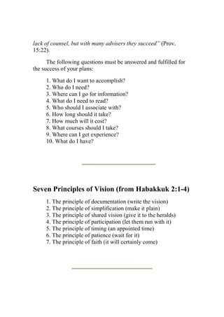 Writing Your Personal Vision Plan | PDF