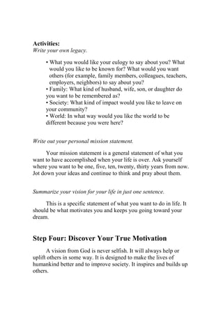 Writing Your Personal Vision Plan | PDF