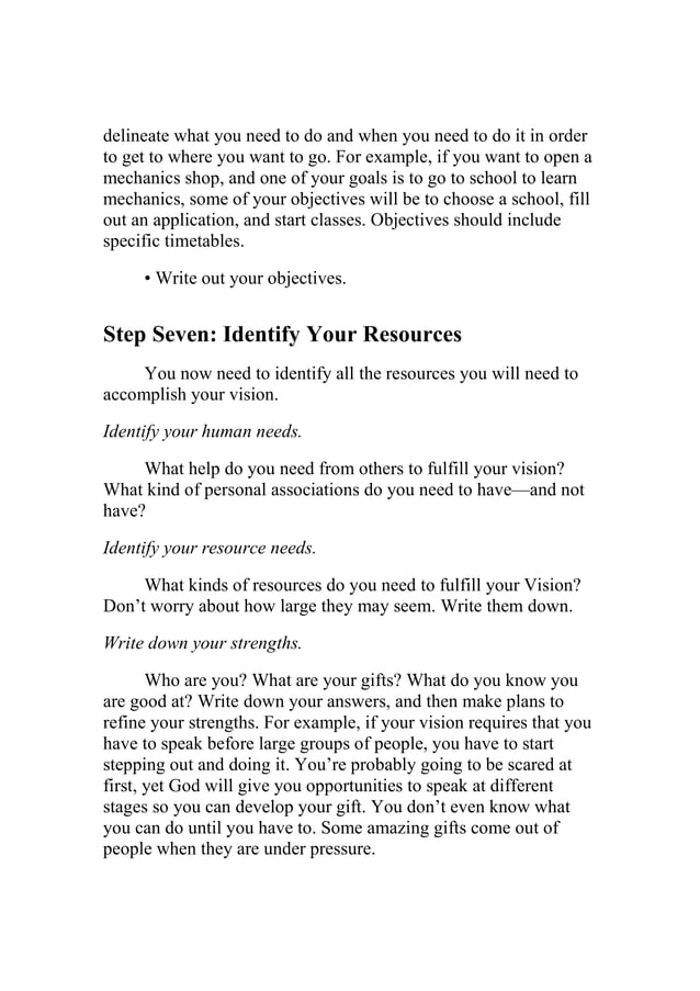 Writing Your Personal Vision Plan | PDF