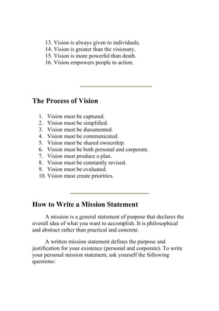 Writing Your Personal Vision Plan | PDF