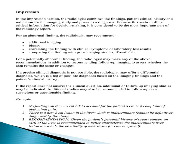 How to write your radiology report | PPTX | Healthcare Industry ...