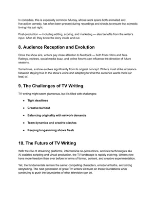 From Brainstorm to Broadcast: The Journey of a TV Show | PDF