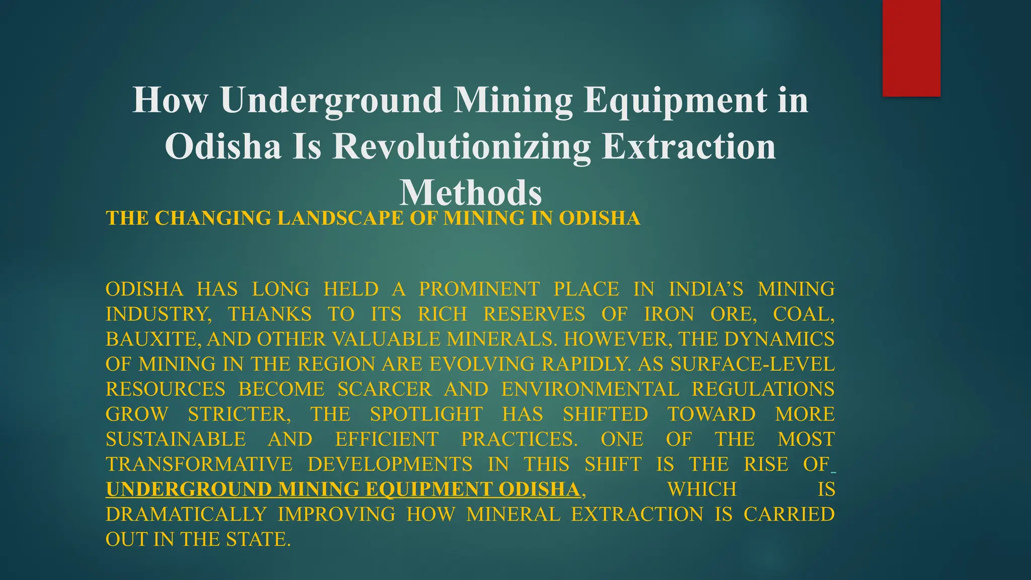 How Underground Mining Equipment in Odisha Is Revolutionizing ...