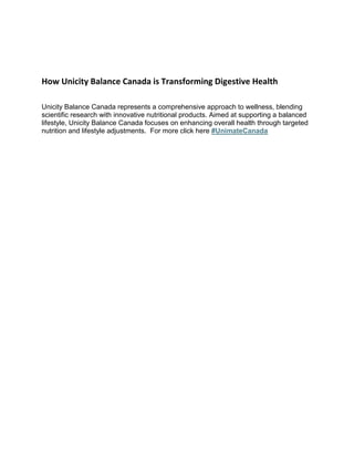 How Unicity Balance Canada is Transforming Digestive Health.docx