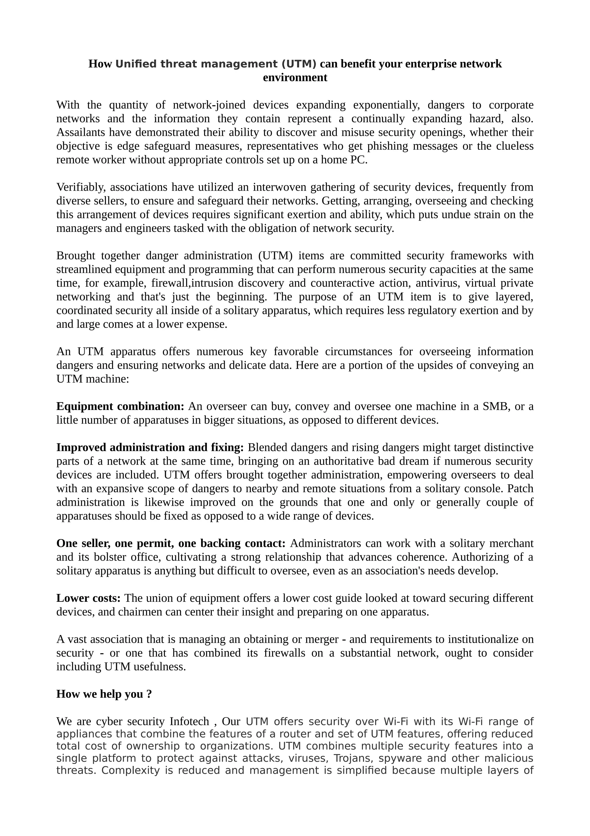 How unified threat management (utm) can benefit your enterprise network ...