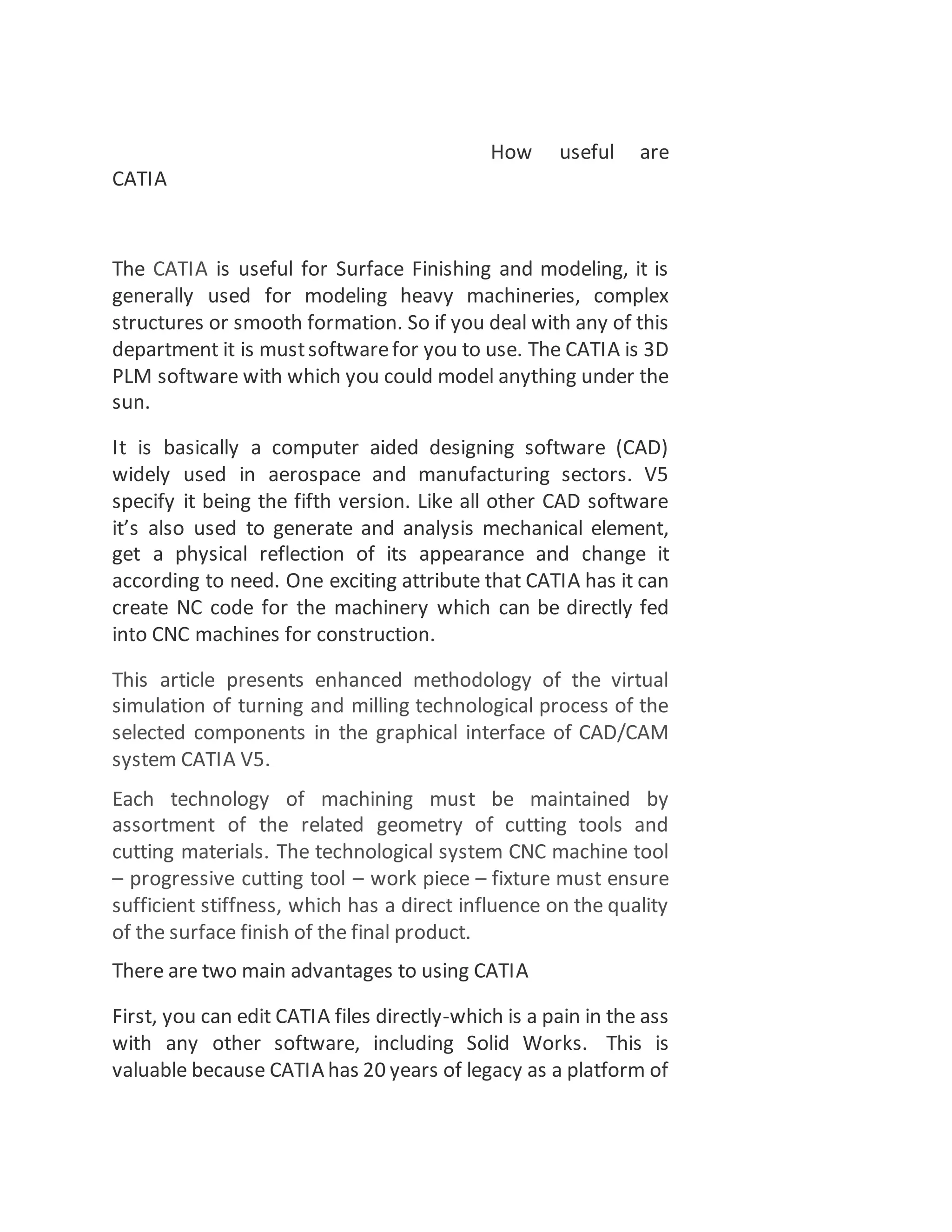 How useful are catia | DOCX