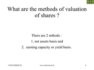 How valuate shares and intangible assets | PPT