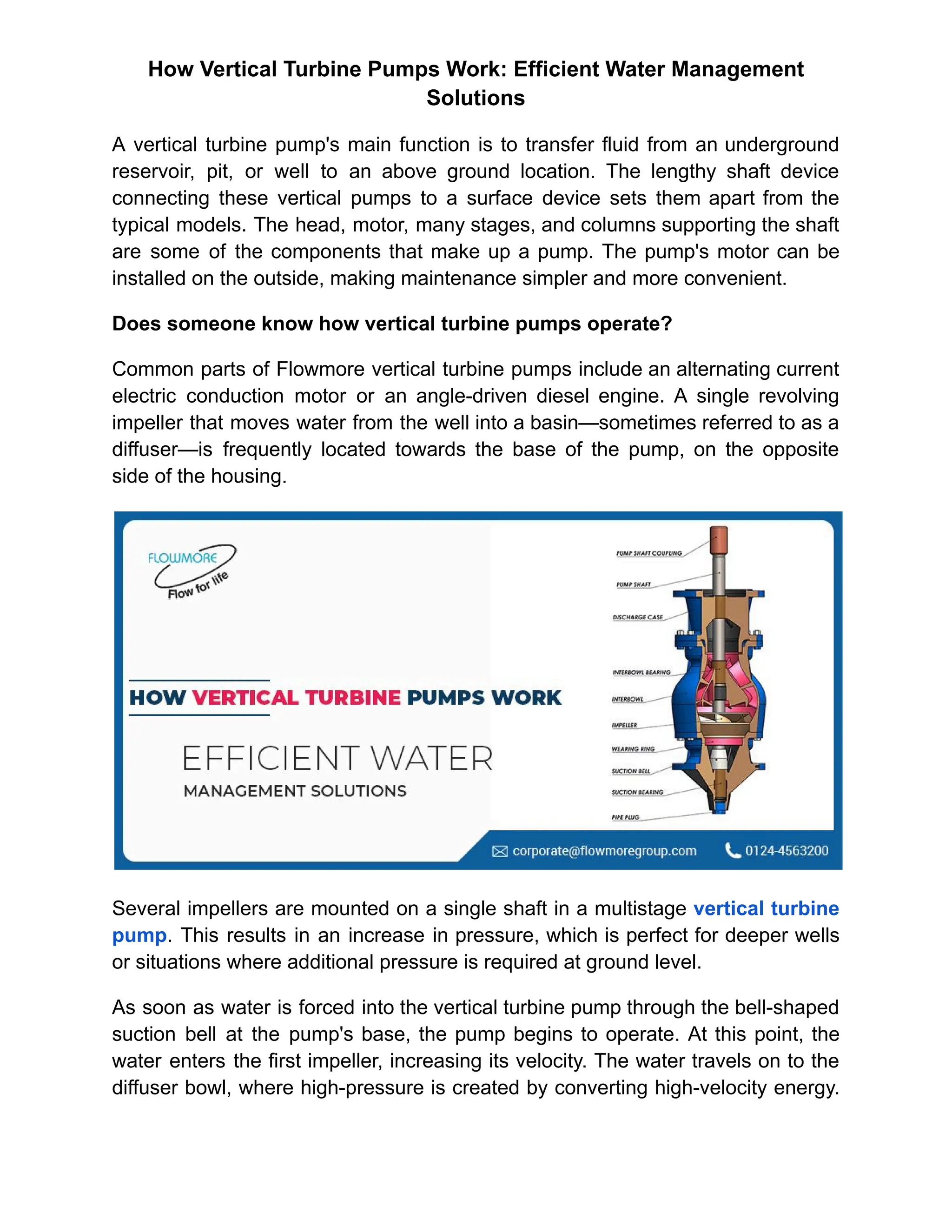 How Vertical Turbine Pumps Work: Efficient Water Management Solutions | PDF
