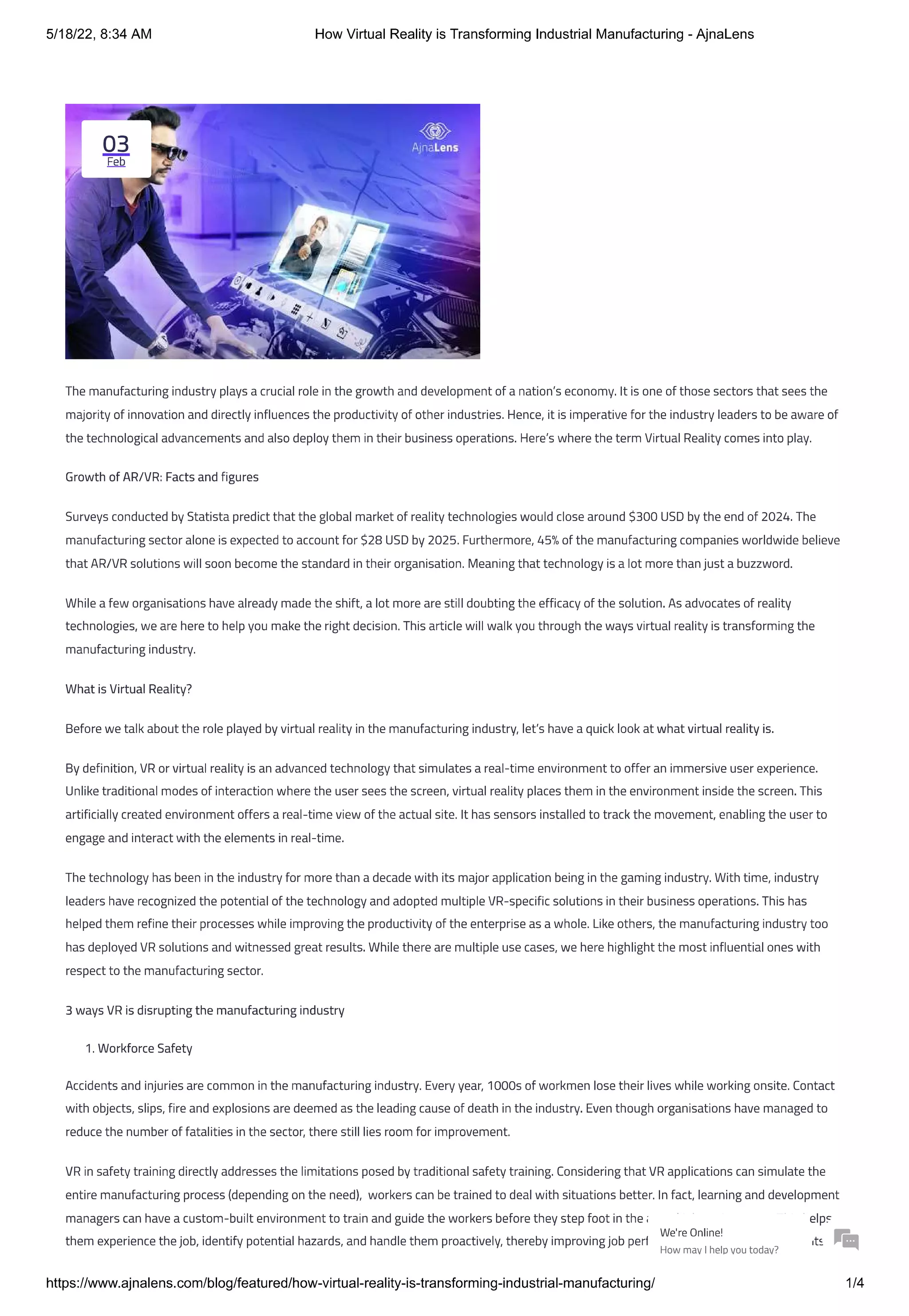 How Virtual Reality is Transforming Industrial Manufacturing | PDF