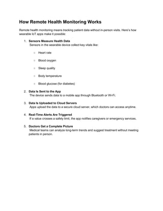 Remote Health Monitoring with IoT Wearables | PDF