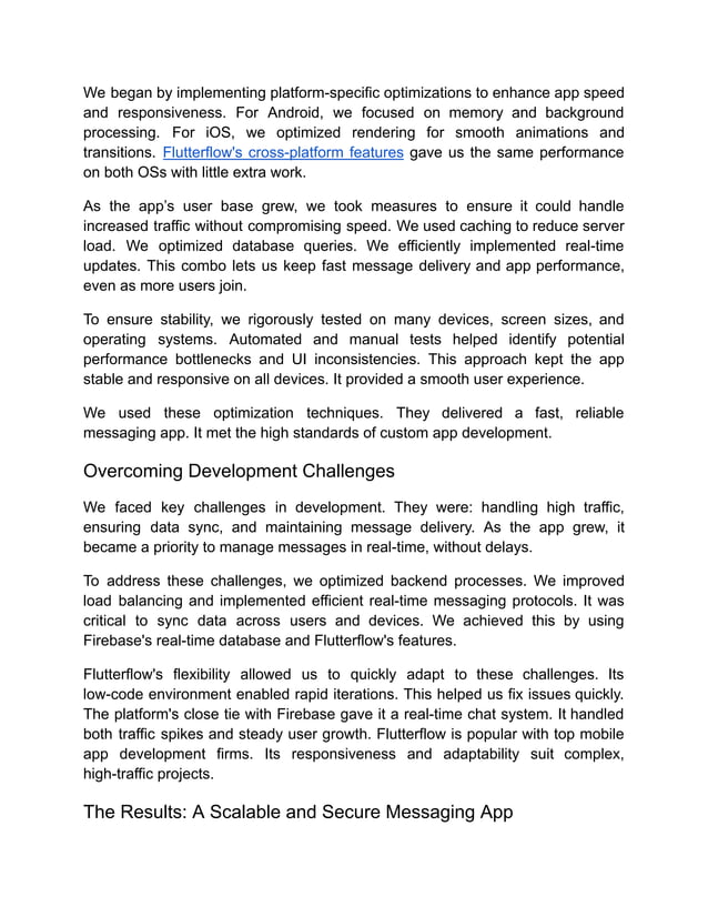 How We Delivered a Scalable Messaging App Using Flutterflow | PDF
