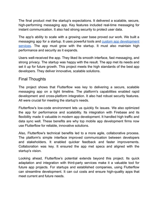 How We Delivered a Scalable Messaging App Using Flutterflow | PDF