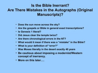 Inspiration and Inerrancy: A Power Point | PPT