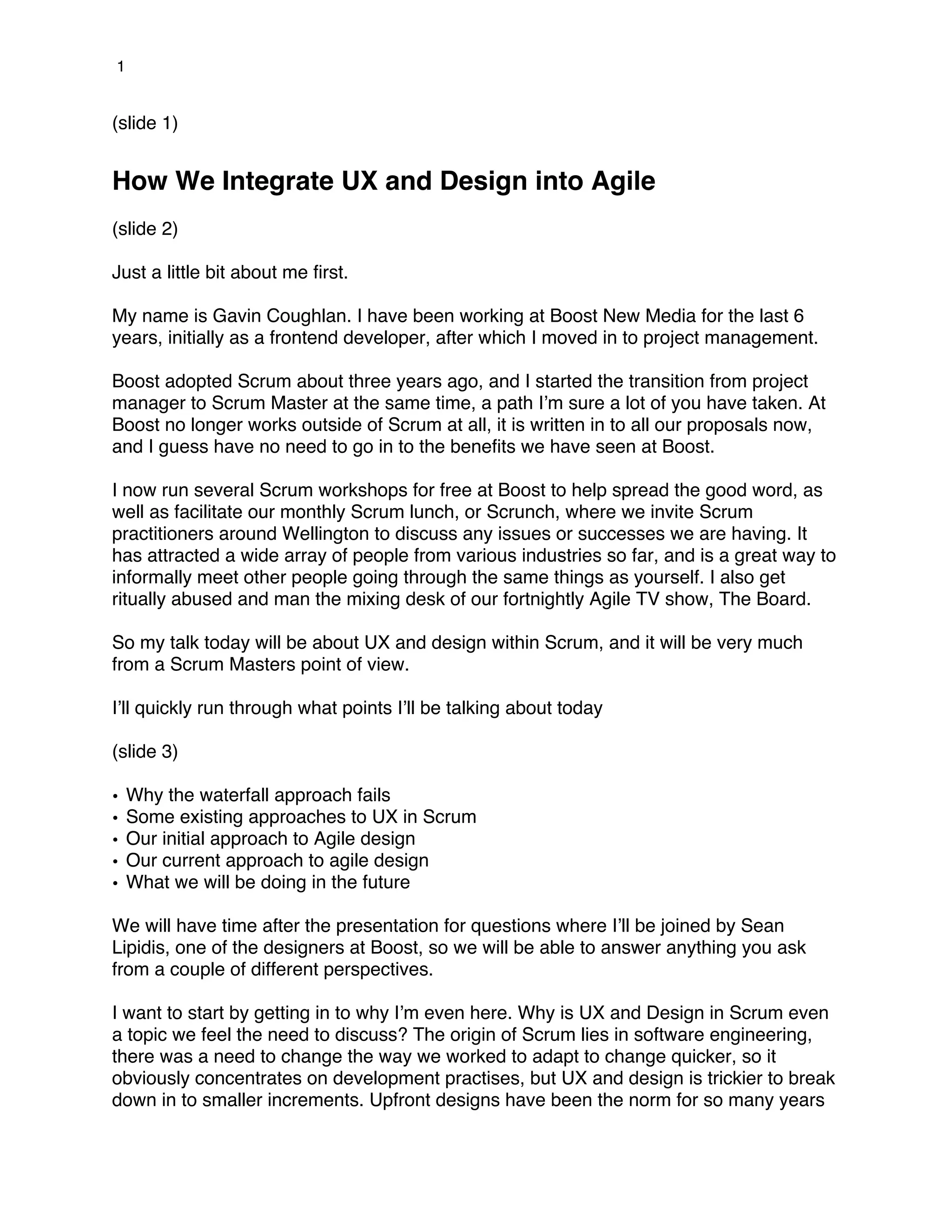 How we integrate UX and design in to Scrum - Transcript | PDF | Web ...