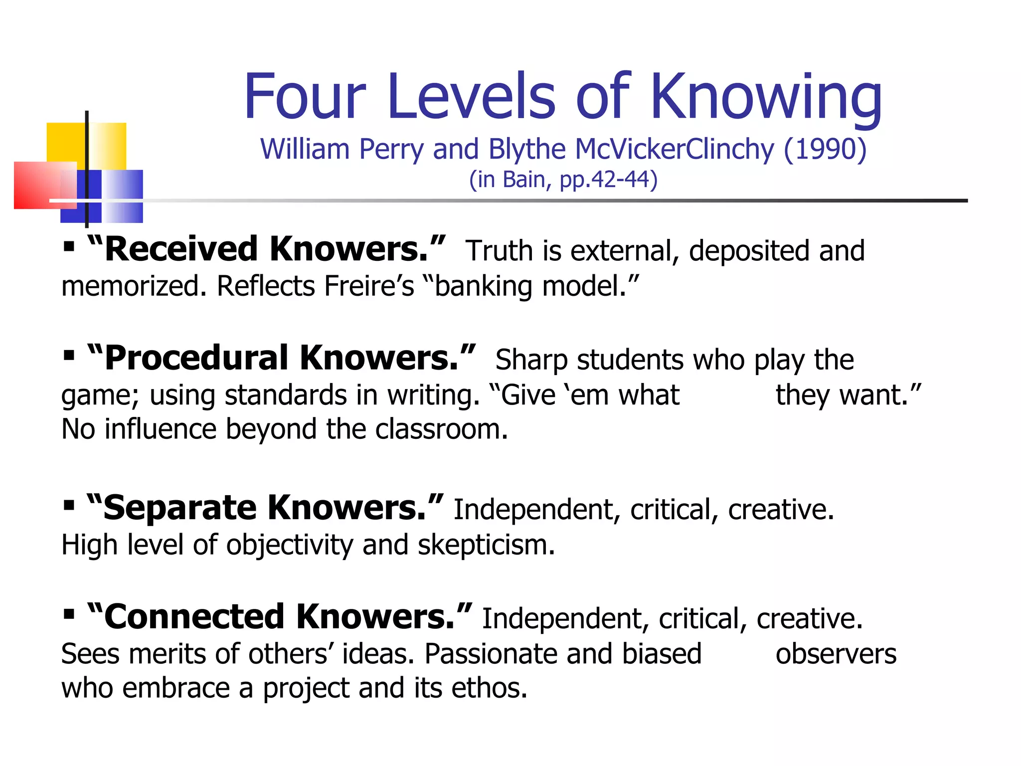 How we learn: discussion on levels of knowing | PPT