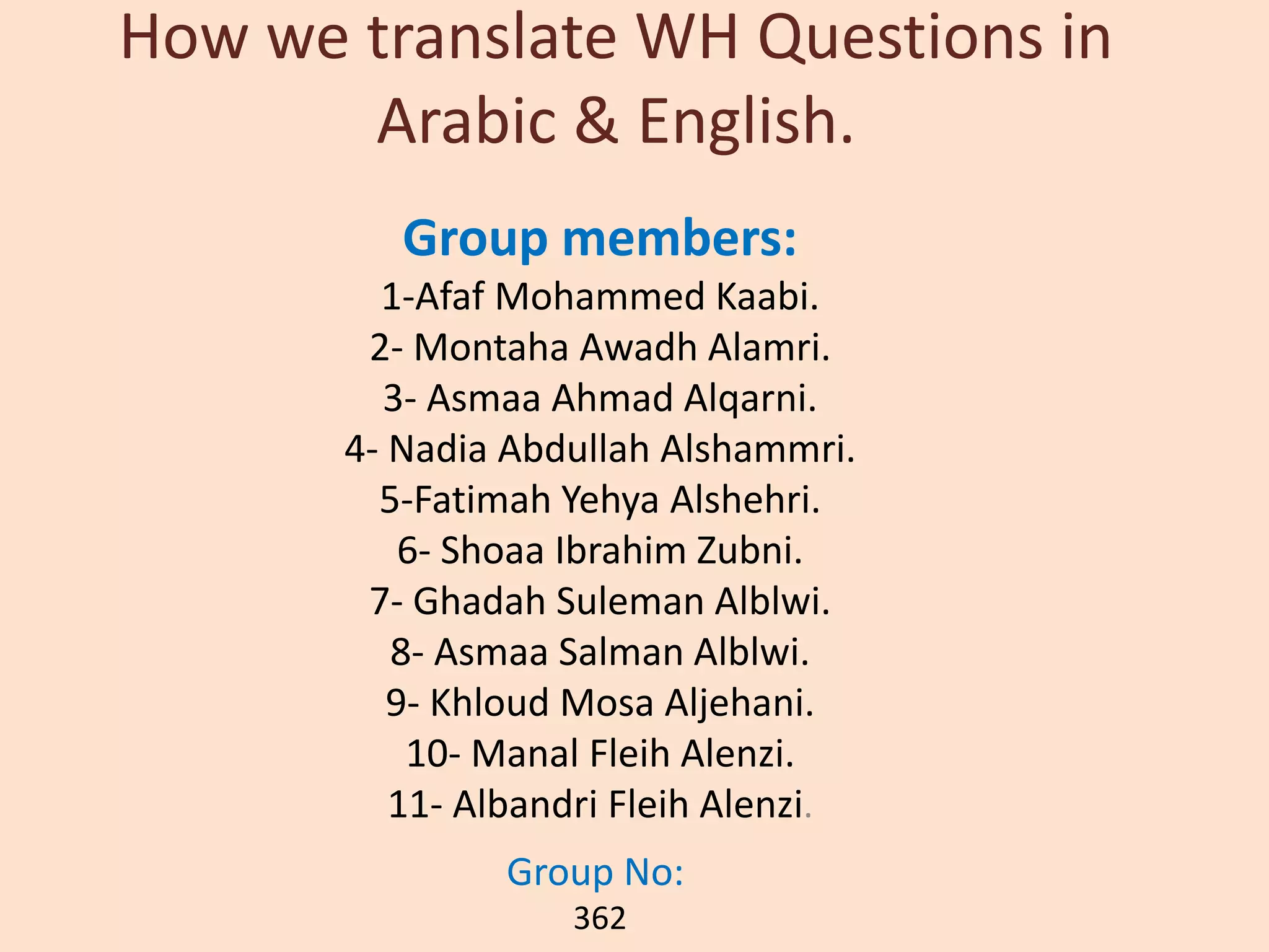 How we translate wh questions in english & arabic (2) | PPT