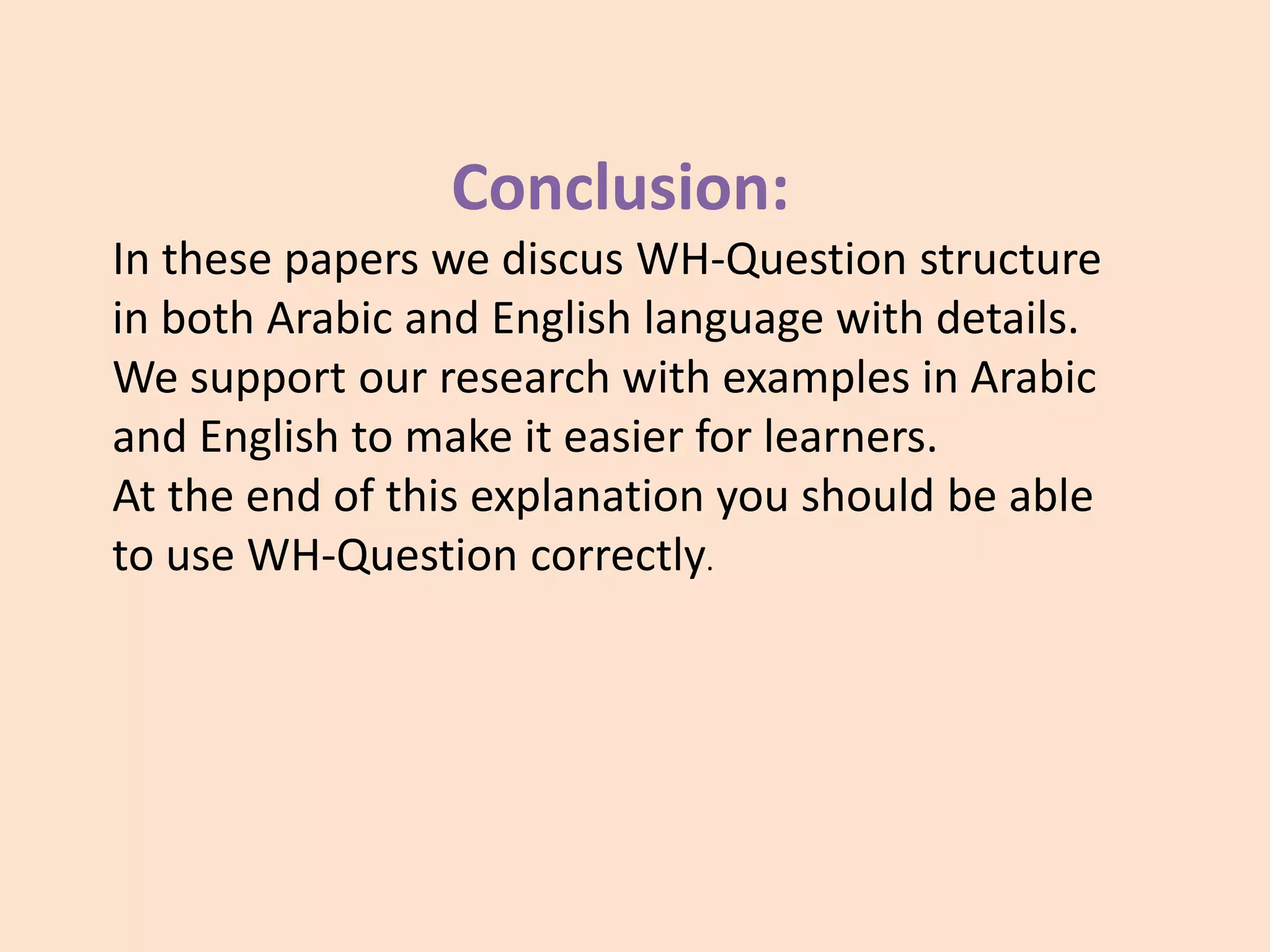 How we translate wh questions in english & arabic (2) | PPT