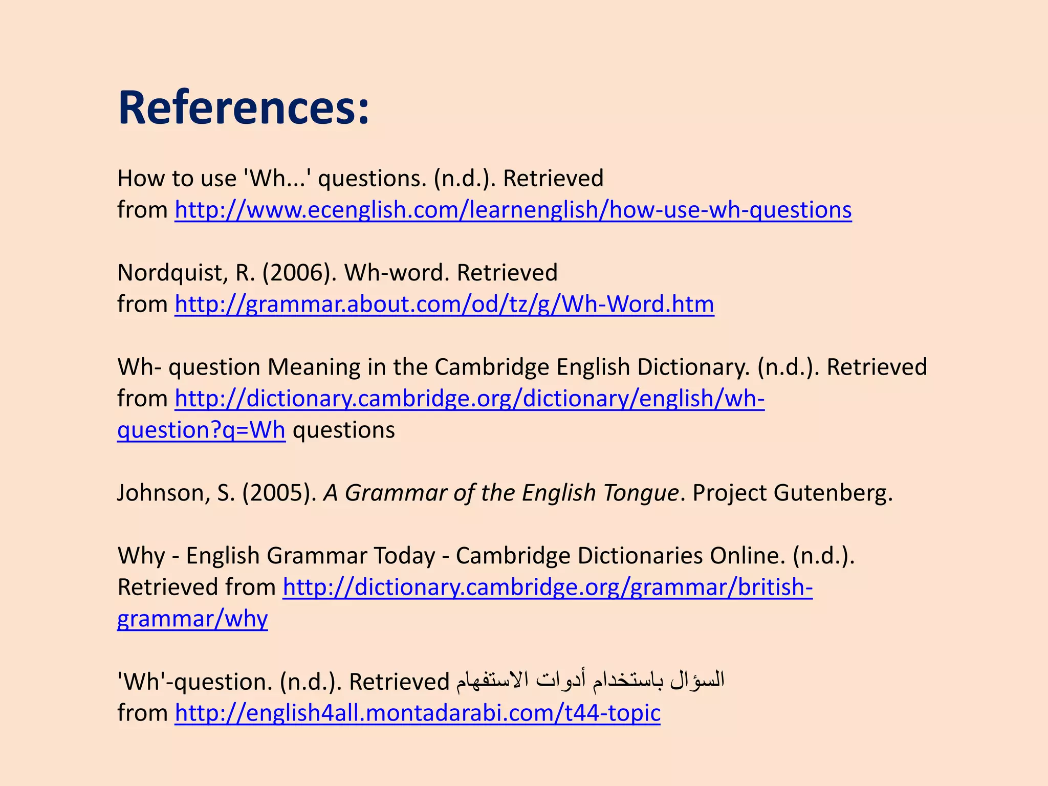 How we translate wh questions in english & arabic (2) | PPT