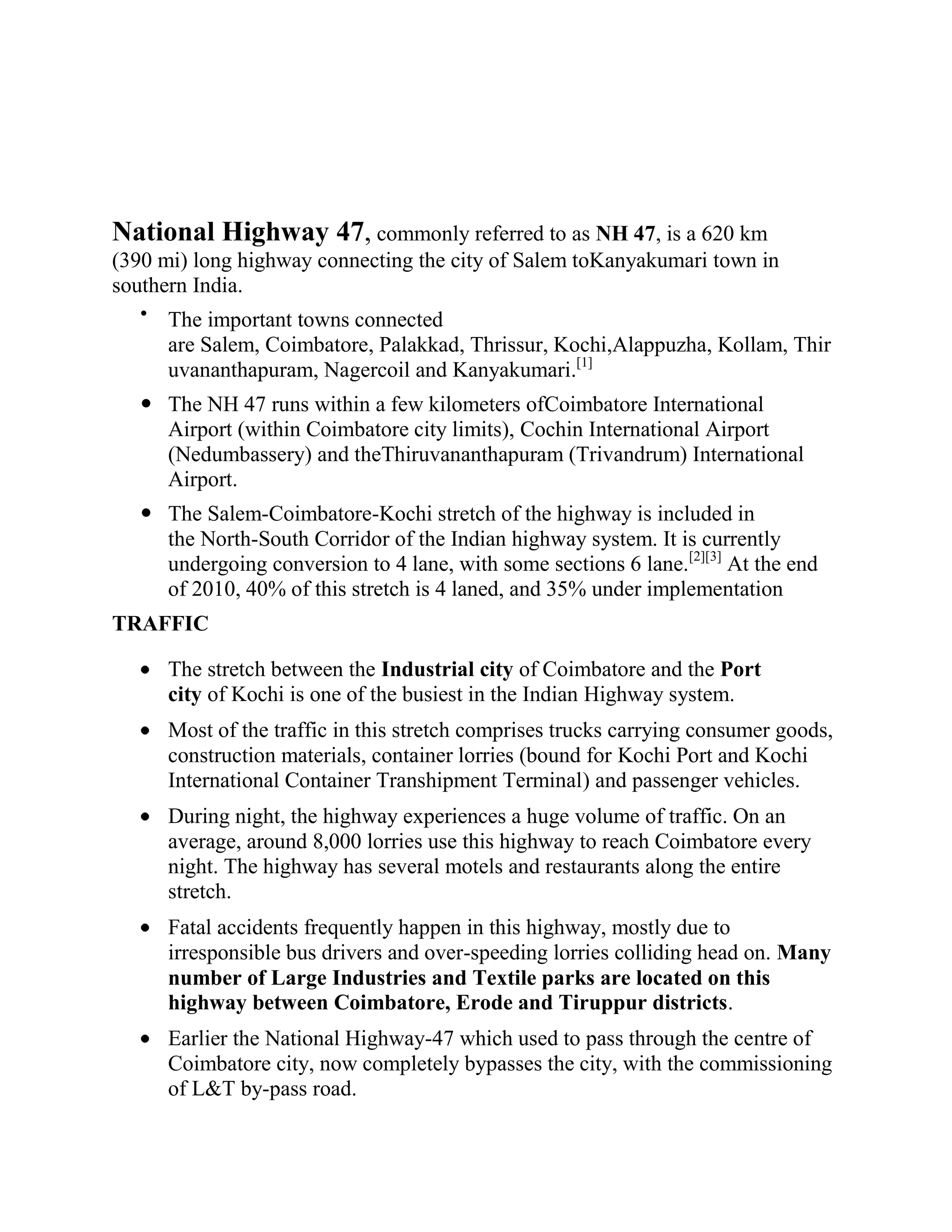 How will you find out a nh47 route map in tamilnadu | PDF