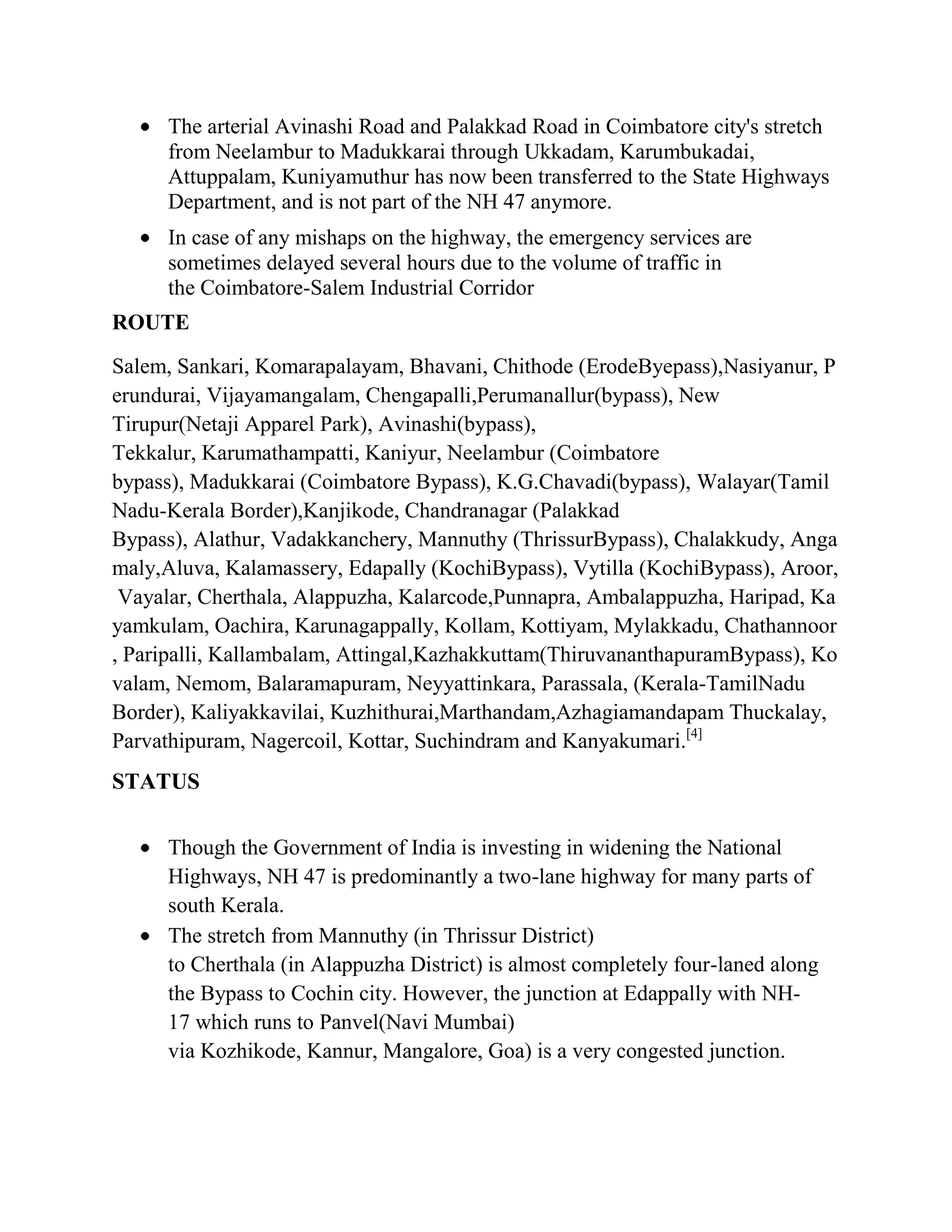 How will you find out a nh47 route map in tamilnadu | PDF