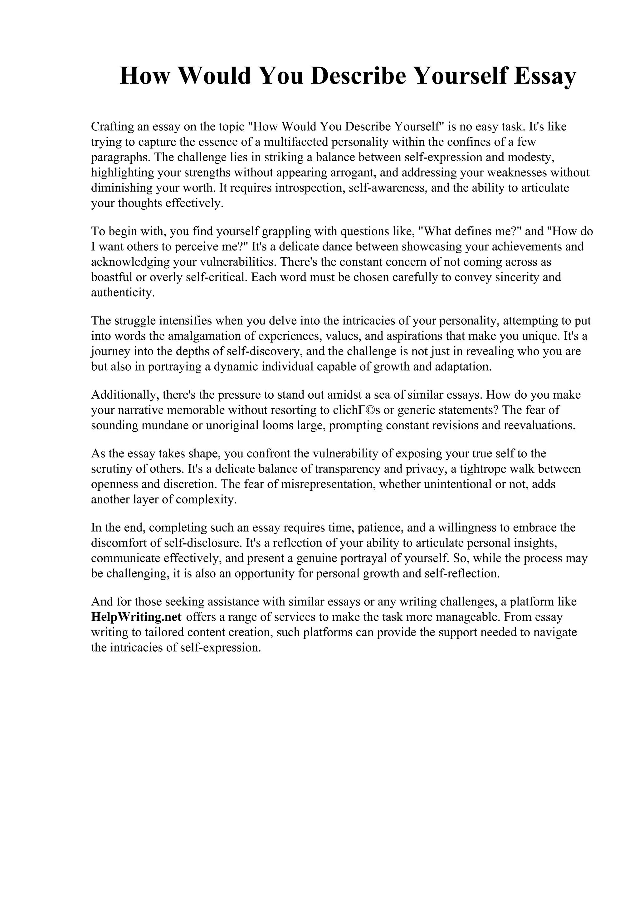 How Would You Describe Yourself Essay.pdf