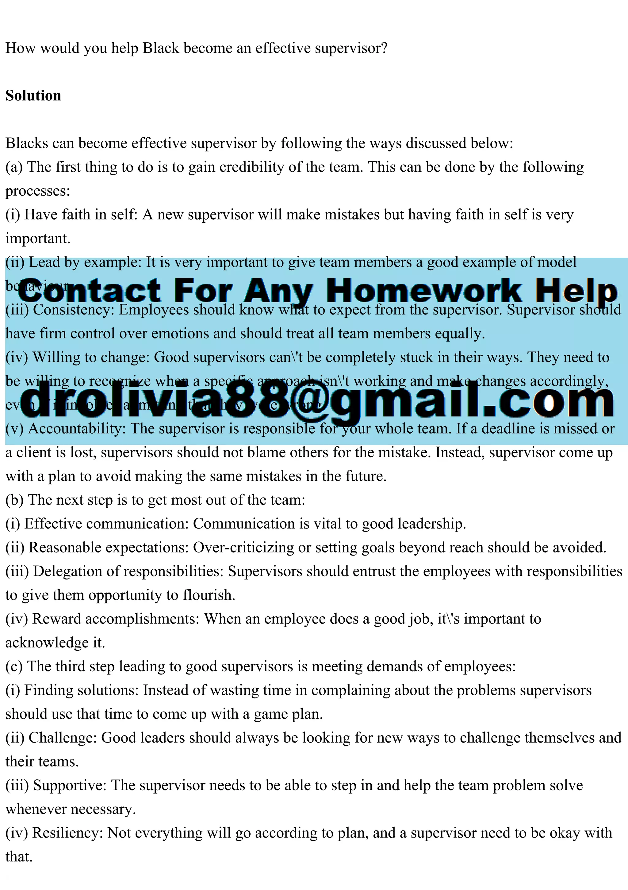How would you help Black become an effective supervisorSolution.pdf