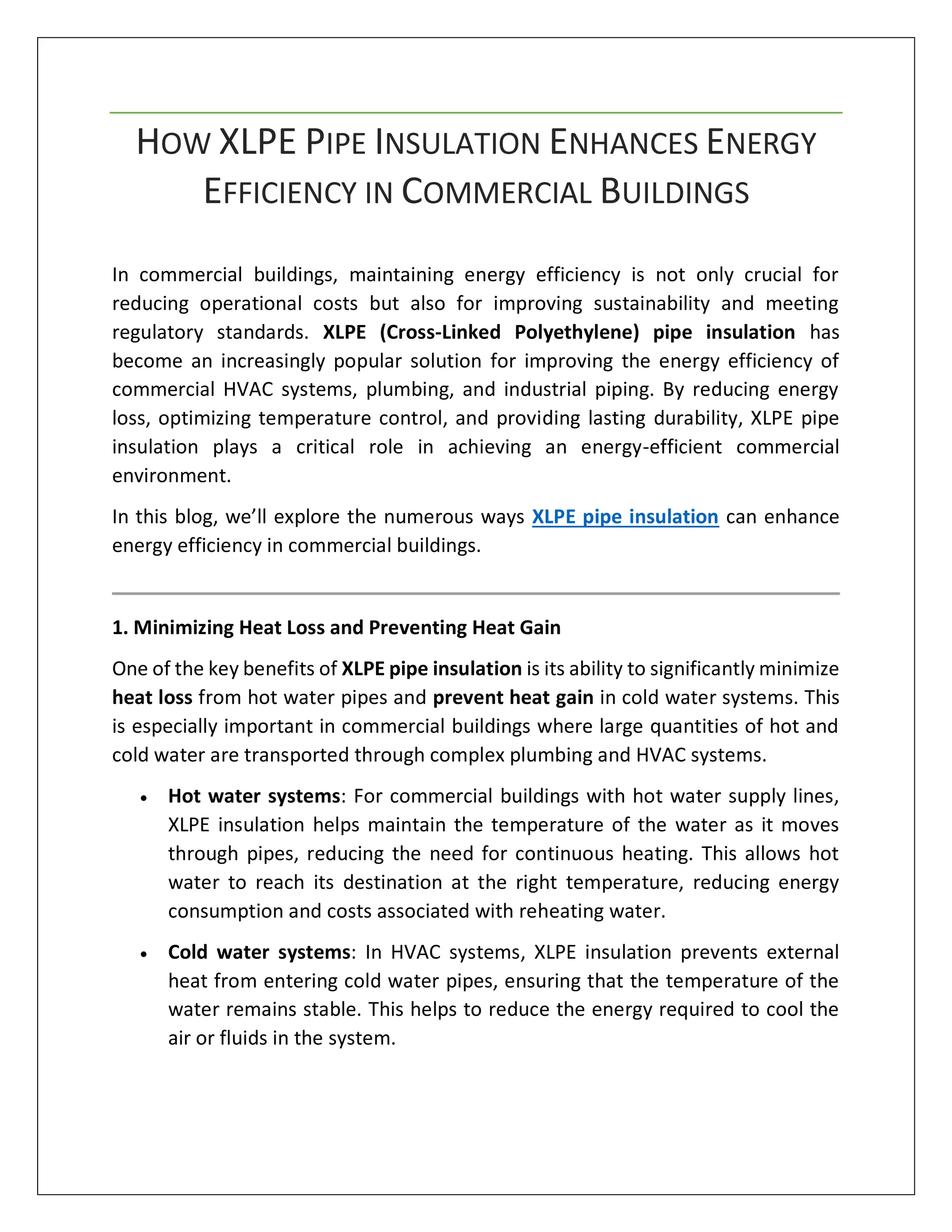 How XLPE Pipe Insulation Enhances Energy Efficiency in Commercial ...