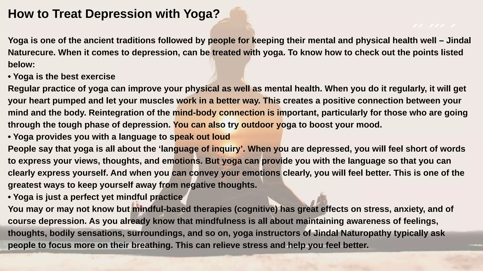 How Yoga Can Help You Fight With Depression.pptx | Mental Health ...
