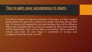 How you can gain your respect and acceptance in the team | PPT
