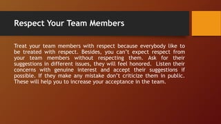 How you can gain your respect and acceptance in the team | PPT