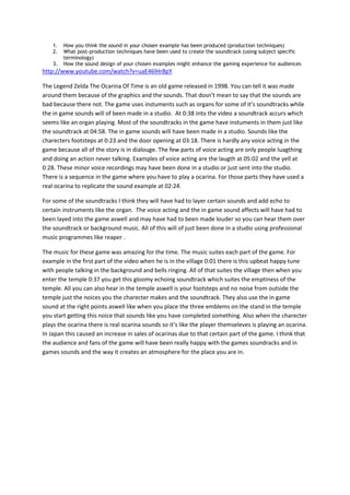 How you think the sound in your chosen example has been produced zelda ...