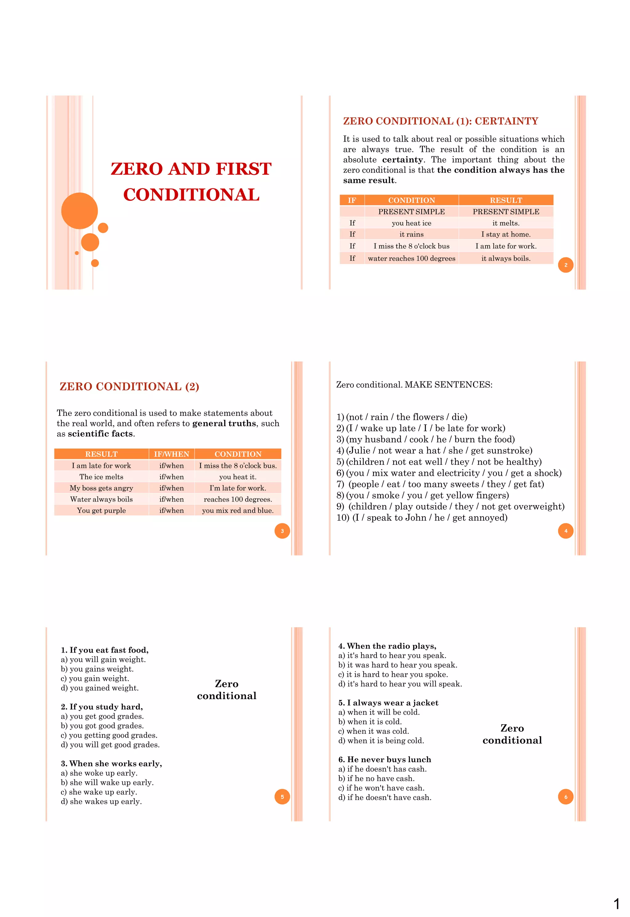 Zero and First conditional | PDF