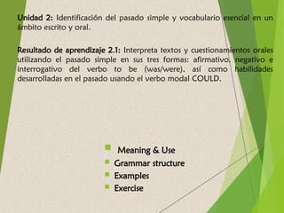 Uso del verbo modal Could y su explicación | PPT