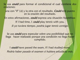 Uso del verbo modal Could y su explicación | PPT