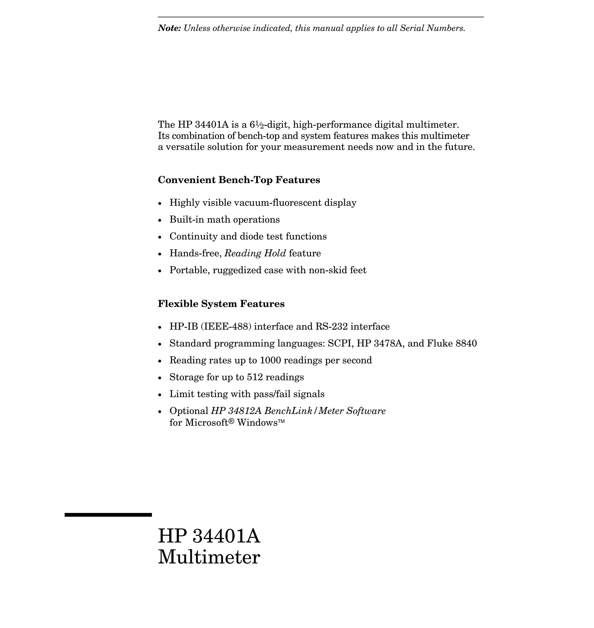 Hp 34401 a multimeter | PDF