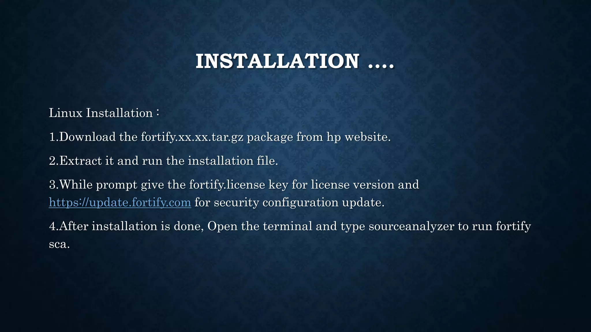 Hp fortify source code analyzer(sca) | PPTX