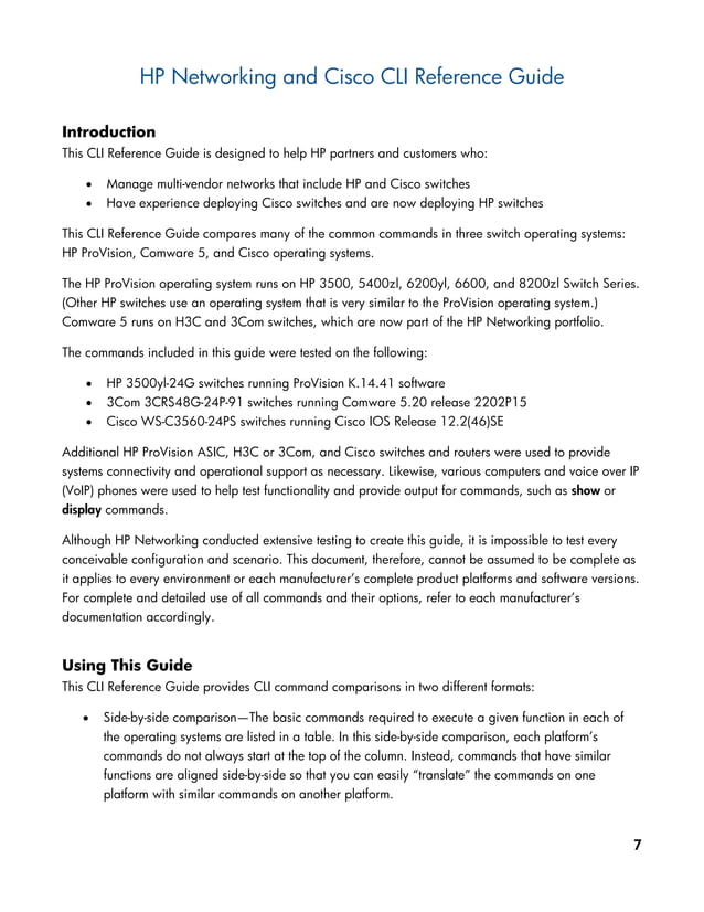 Hp networking-and-cisco-cli-reference-guide june-10_ww_eng_ltr | PDF ...