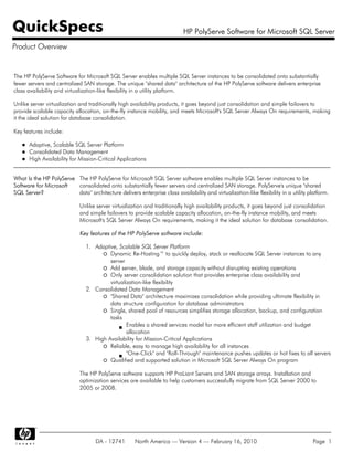 HP PolyServe Software for Microsoft SQL Server | PDF