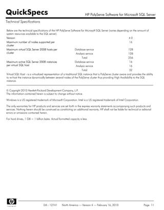 HP PolyServe Software for Microsoft SQL Server | PDF