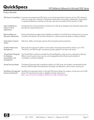 HP PolyServe Software for Microsoft SQL Server | PDF