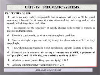 HYDRAULICS AND PNEUMATICS (UNIT 4) | PPT