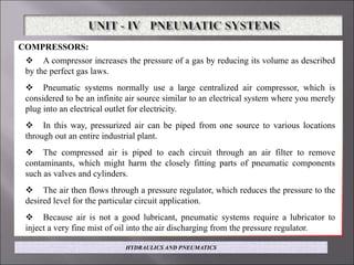 HYDRAULICS AND PNEUMATICS (UNIT 4) | PPT