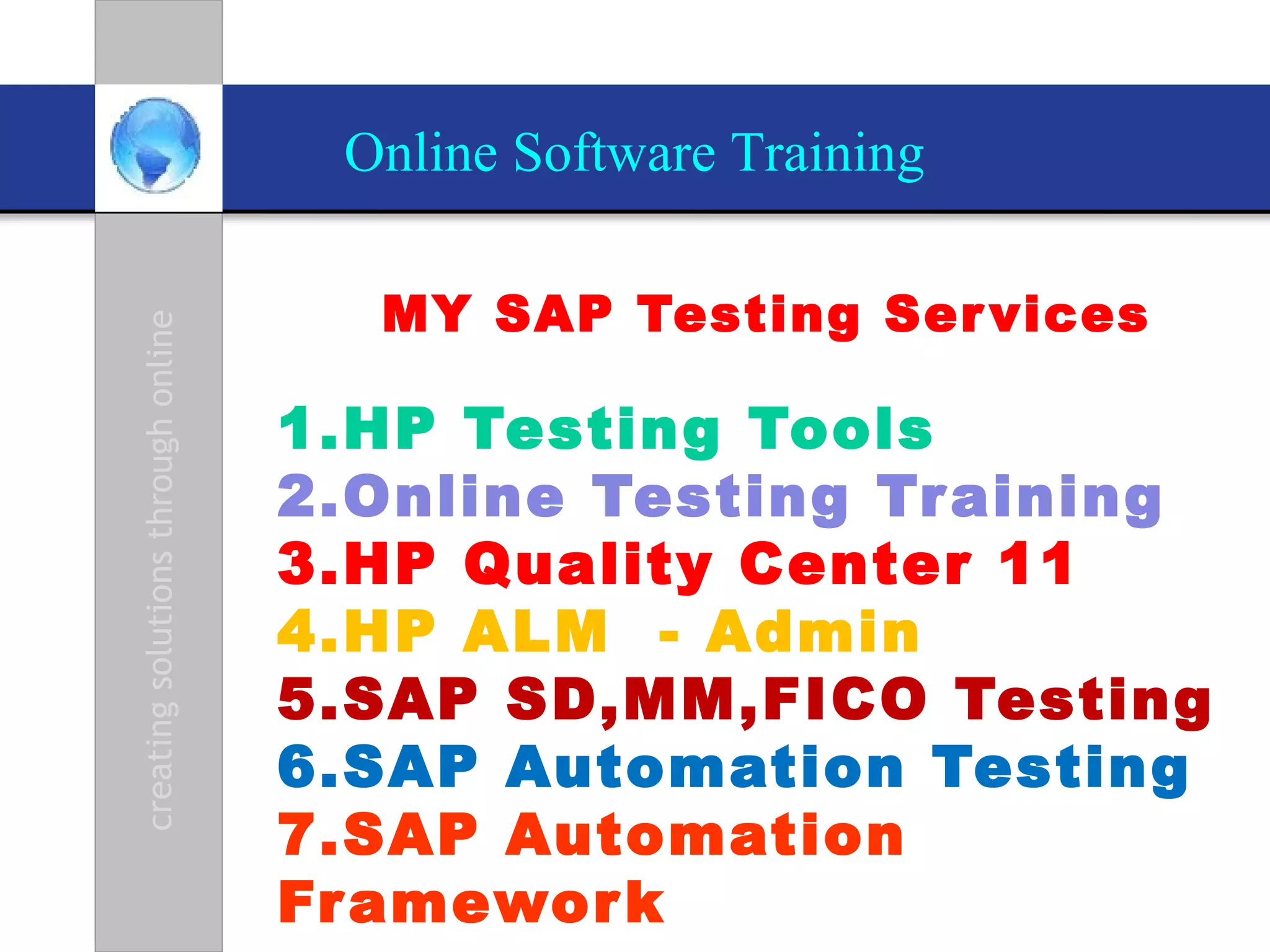 Sap Tao Online Trainings Sap Erp Testing Erp Testing Hp Alm Ppt