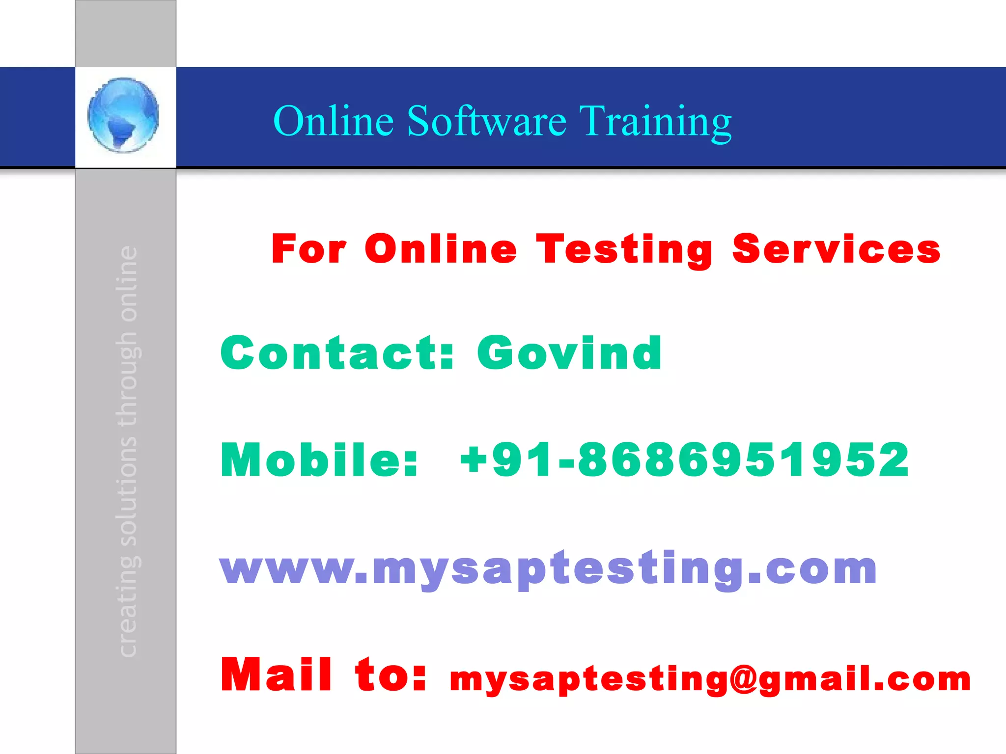 Sap Tao Online Trainings Sap Erp Testing Erp Testing Hp Alm Ppt