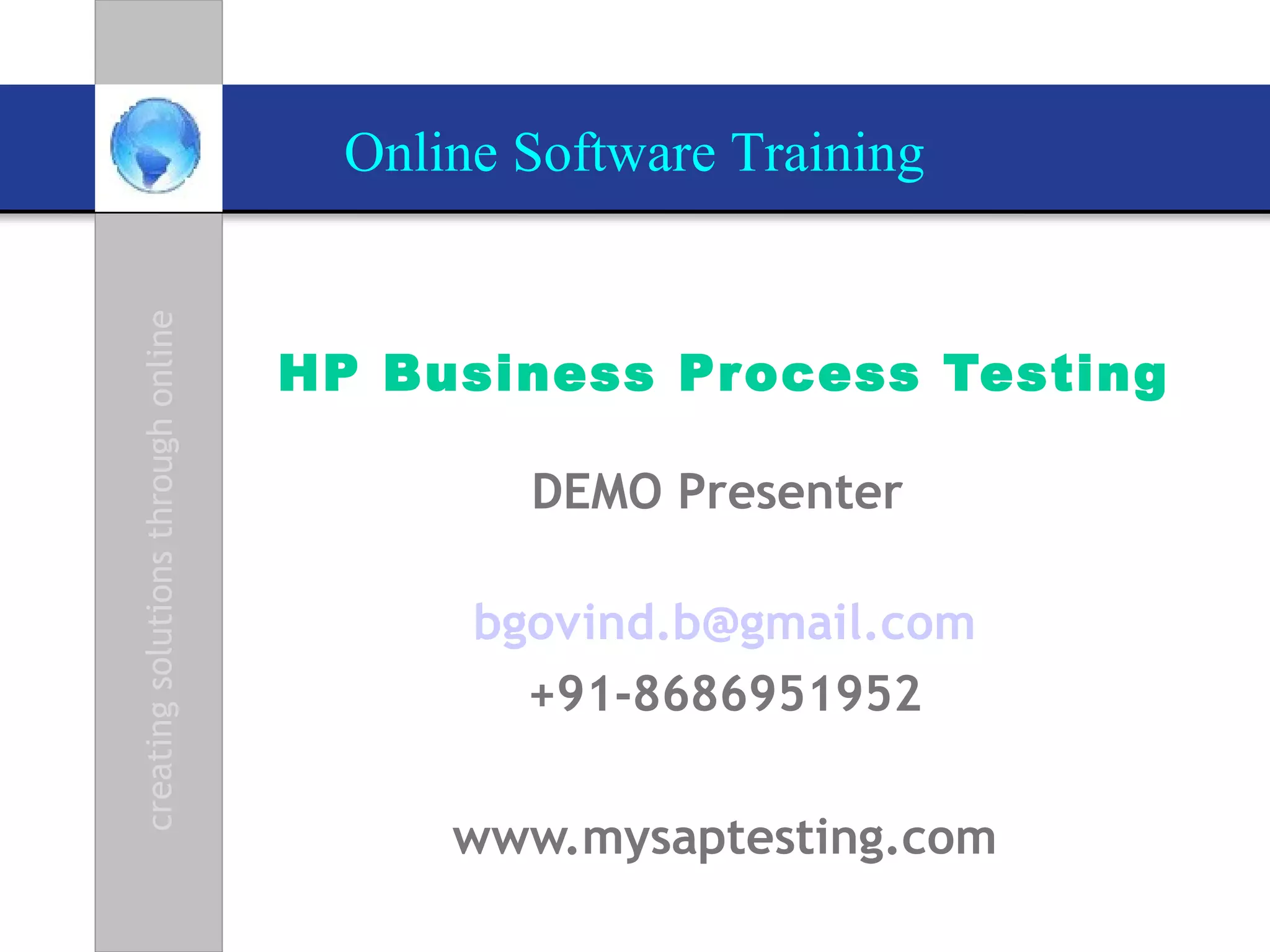 Sap Tao Online Trainings Sap Erp Testing Erp Testing Hp Alm Ppt