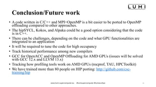 Exploring the Programming Models for the LUMI Supercomputer | PPT