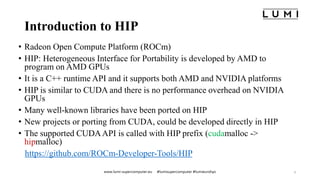 Exploring the Programming Models for the LUMI Supercomputer | PPT