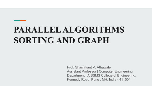 Parallel Algorithms Sorting And Graph Ppt 