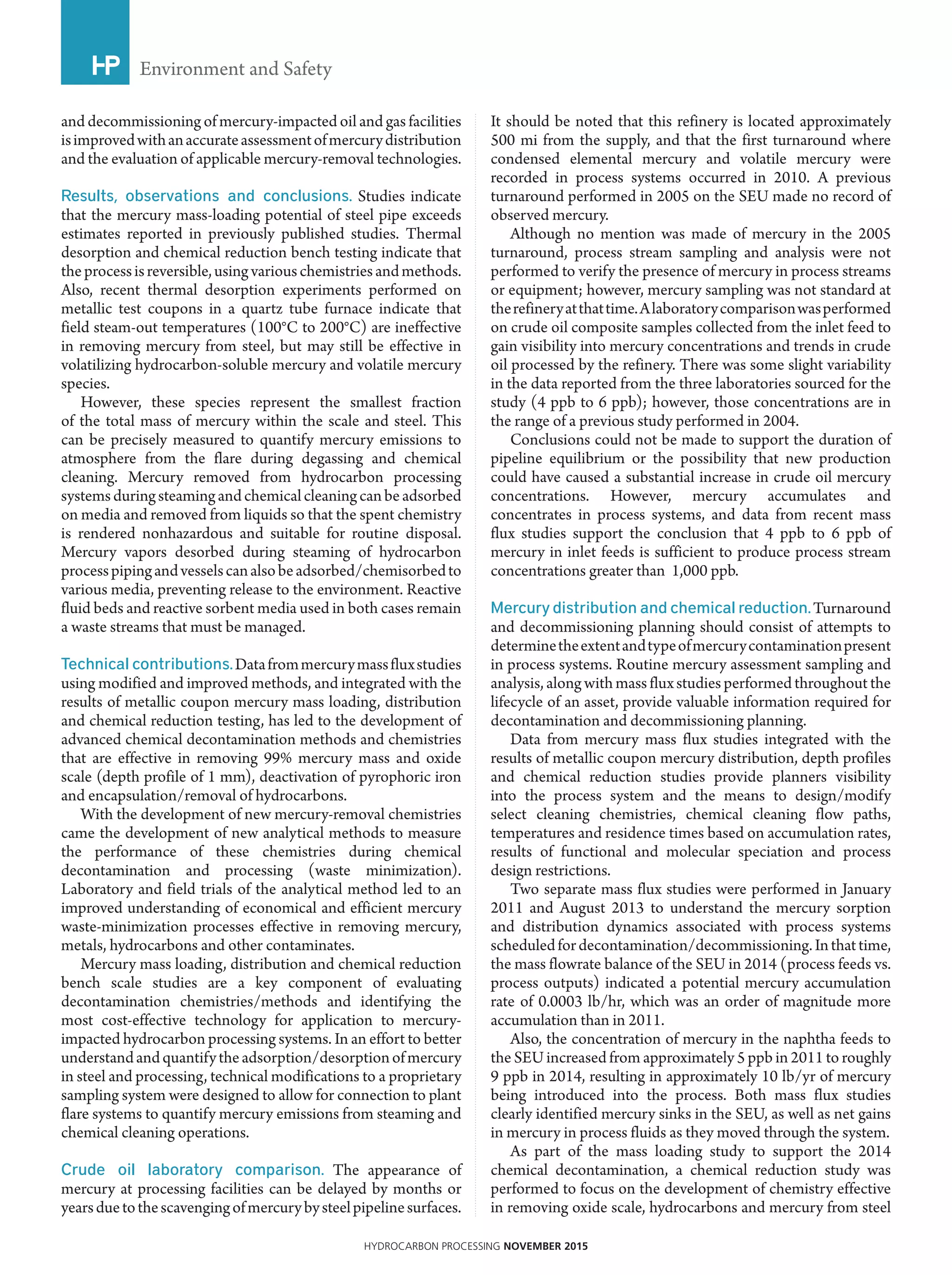 Mercury Chemical Decontamination in Preparation for Decommissiong | PDF
