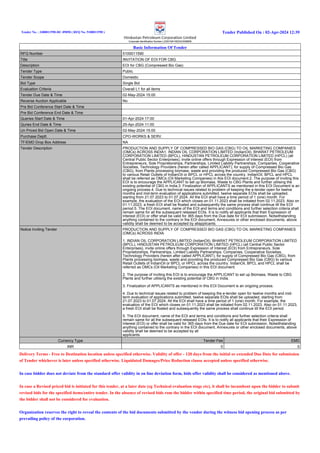 Tender doctmen of HPCL Compressed Bio Gas (CBG) | PDF